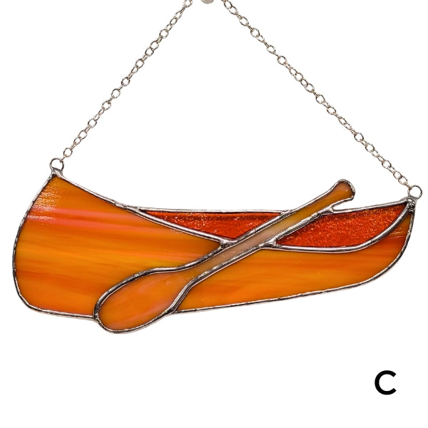 Stained Glass Canoe and Paddle by Seven Stained Glass at Maker House Co.