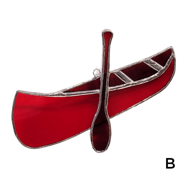 Stained Glass Canoe and Paddle by Seven Stained Glass at Maker House Co.