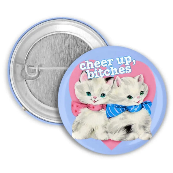 Cheer Up Cats Pin/Button by Prickly Cactus Collage at Maker House Co.