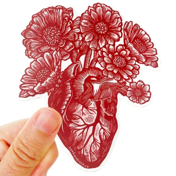 El Corazon Heart Sticker by Hawk and Rose Press at Maker House Co.