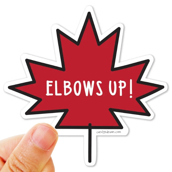 Elbows Up! Vinyl Sticker by Carolyn Draws at Maker House Co.