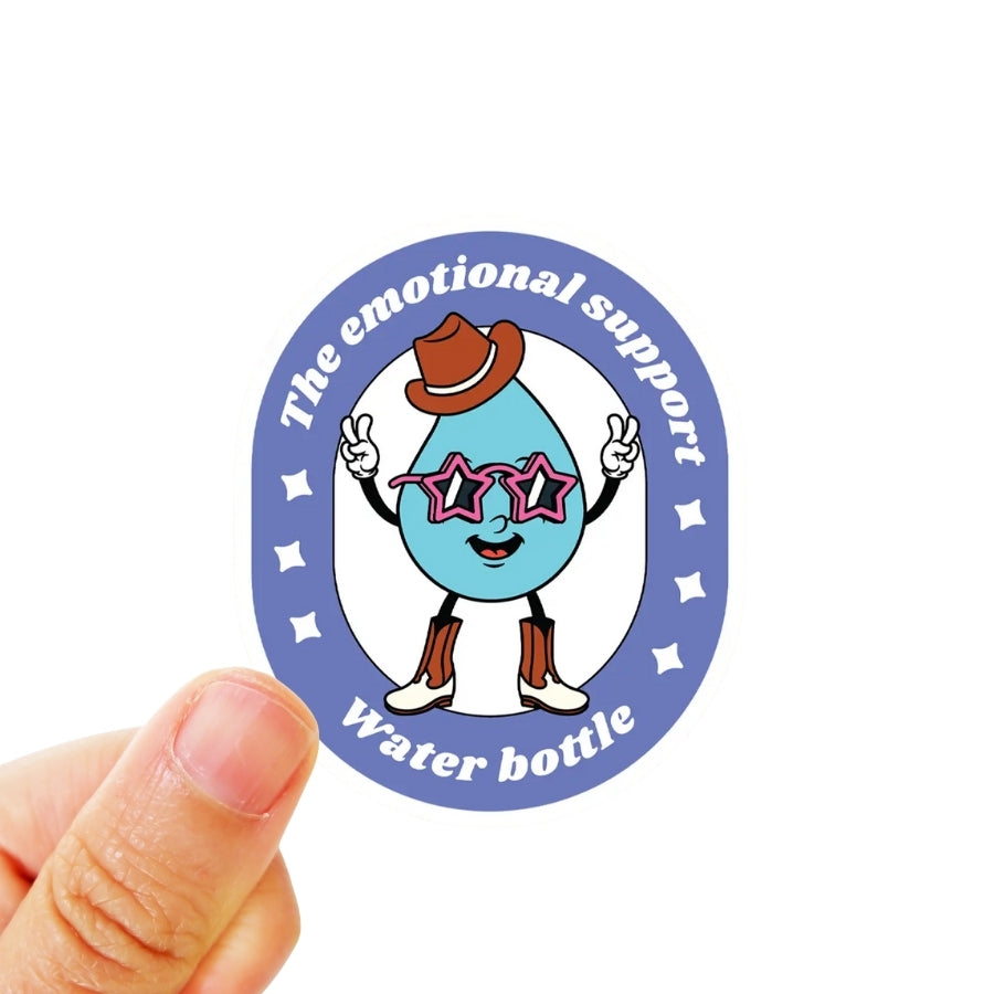 Emotional Support Water Bottle Sticker by Gobi Prints Co at Maker House Co.