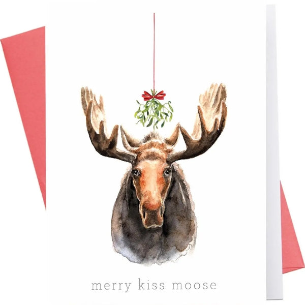 Merry Kiss Moose Holiday Card by Inkwell Paper at Maker House Co.