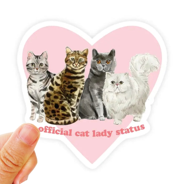 Official Cat Lady Status Sticker By Pretty By Her at Maker House Co.