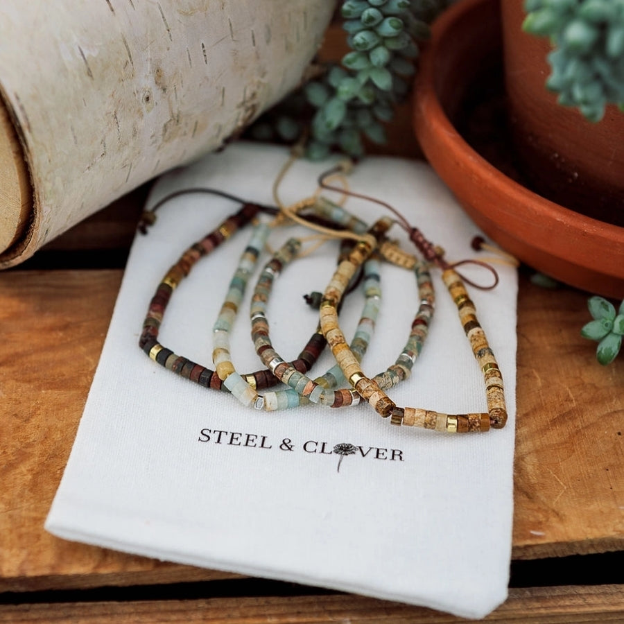 Pipestone Bead and Stone Bracelet by Steel and Clover at Maker House Co.