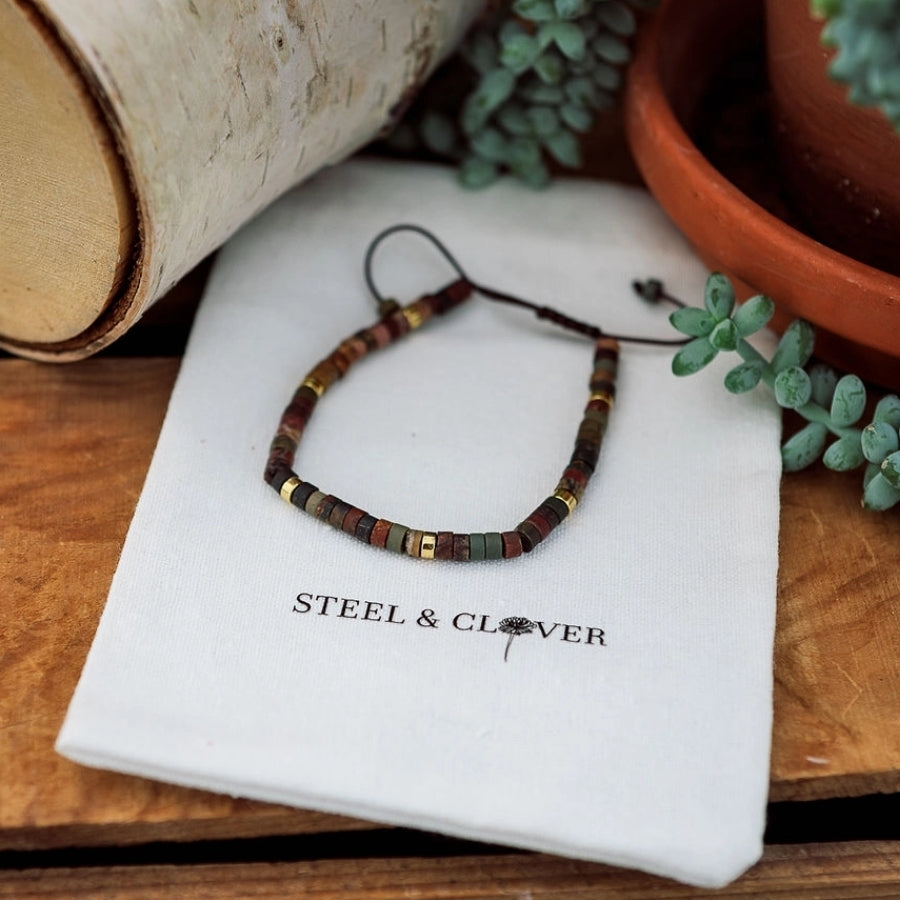 Pipestone Bead and Stone Bracelet by Steel and Clover at Maker House Co.