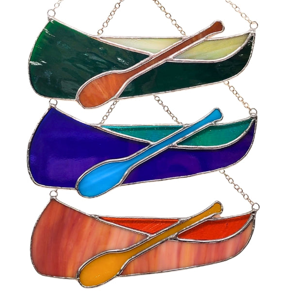 Stained Glass Canoe and Paddle by Seven Stained Glass at Maker House Co.