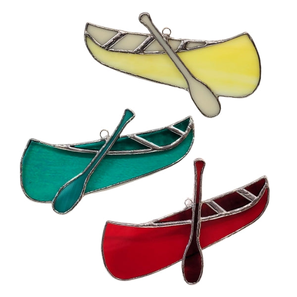 Stained Glass Canoe and Paddle by Seven Stained Glass at Maker House Co.