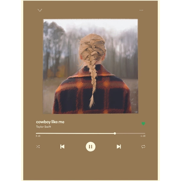 Song Art Print: Taylor Swift Cowboy Like Me (5" x 7") by Artbaby & Co ...