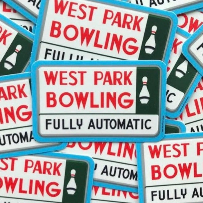 West Park Bowling Sticker by Damn Fine Prints at Maker House Co.