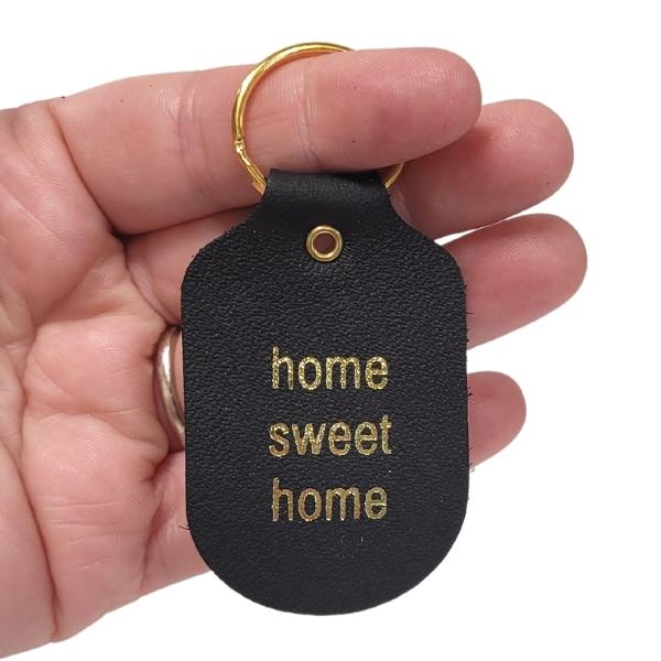 Leather Key Chain - Home Sweet Home by Hand and Sew at Maker House Co.