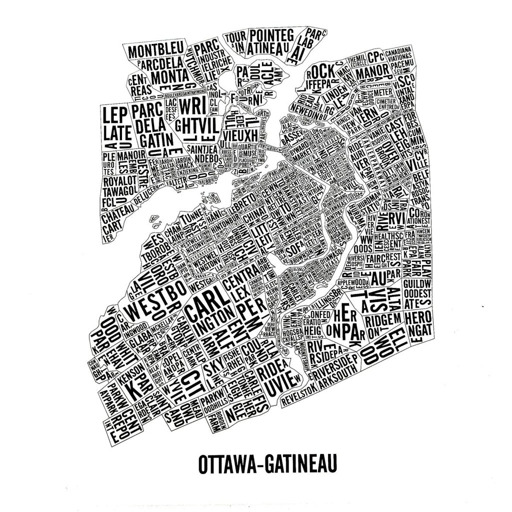 Ottawa Gatineau Map Postcard by Alexandre Laquerre at Maker House Co.